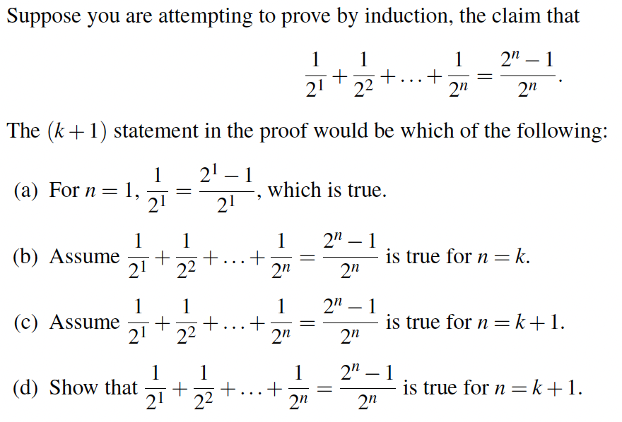Solved Suppose you are attempting to prove by induction, the | Chegg.com