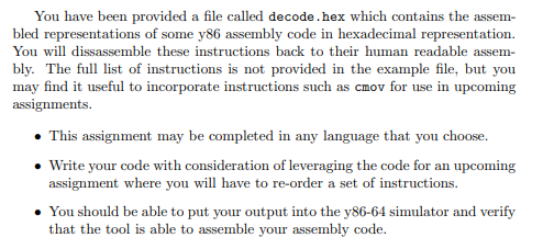 Solved You have been provided a file called decode.hex which | Chegg.com