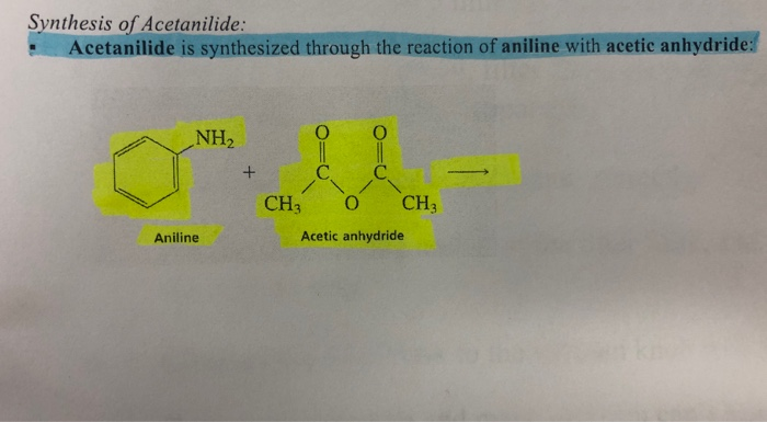 Solved Synthesis of acetanilide : • acetanilide | Chegg.com