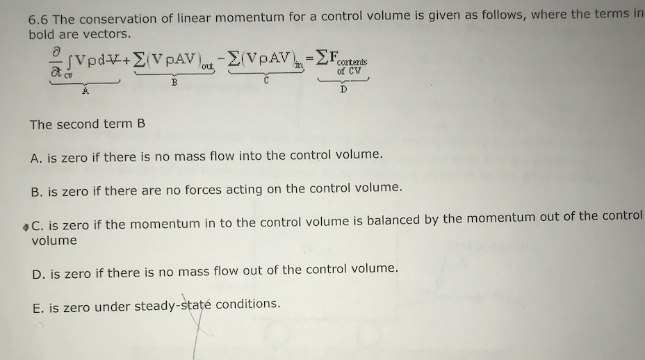 Solved 6.6 The conservation of linear momentum for a control | Chegg.com