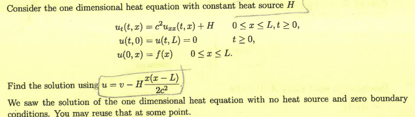 Solved Consider the one dimensional heat equation with | Chegg.com