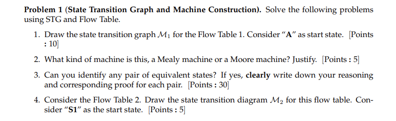 Solved Problem 1 (State Transition Graph and Machine | Chegg.com