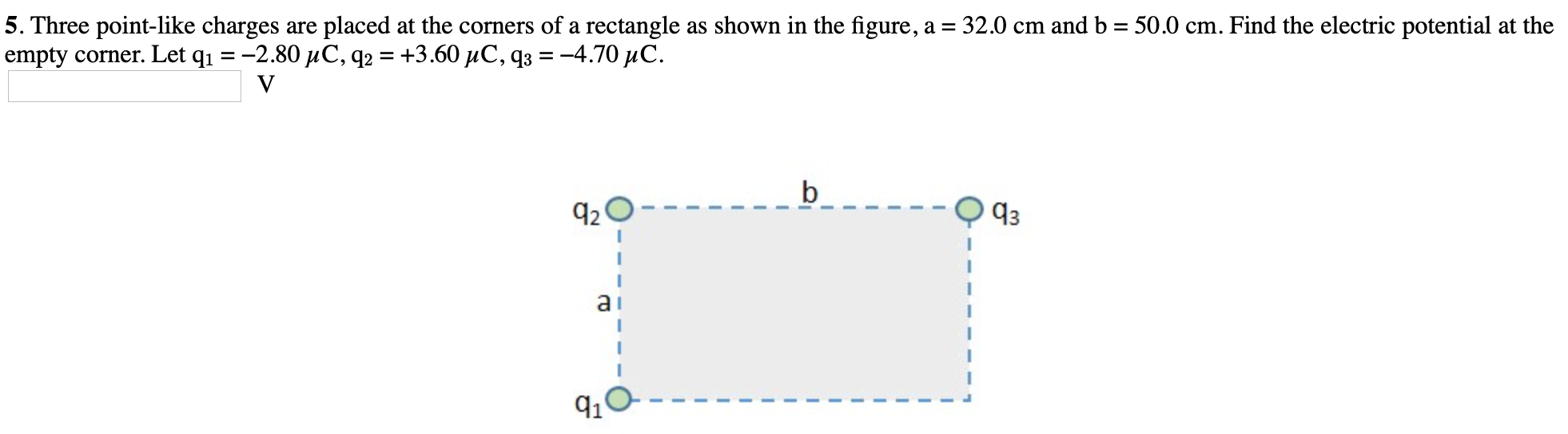 Solved 5. Three point-like charges are placed at the corners | Chegg.com