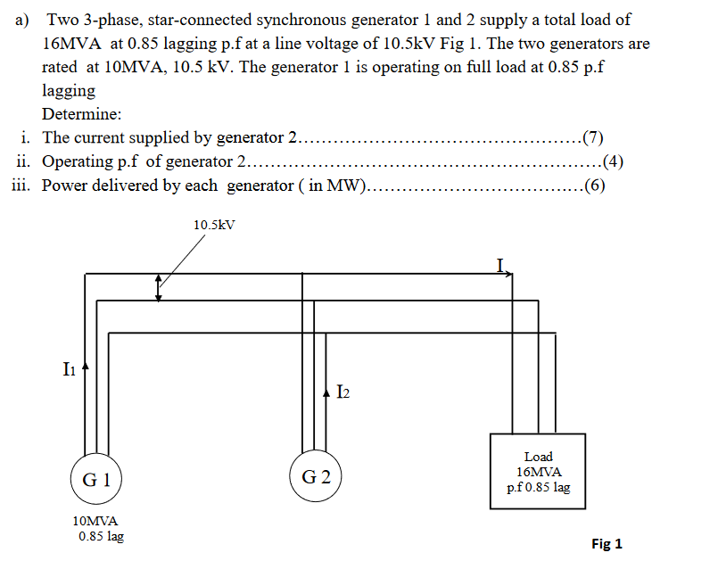Solved Two 3-phase, star-connected synchronous generator 1 | Chegg.com