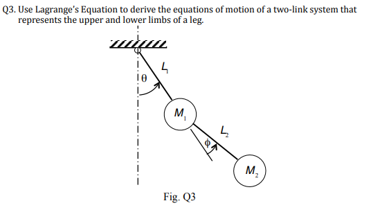 Solved Q3. Use Lagrange's Equation to derive the equations | Chegg.com
