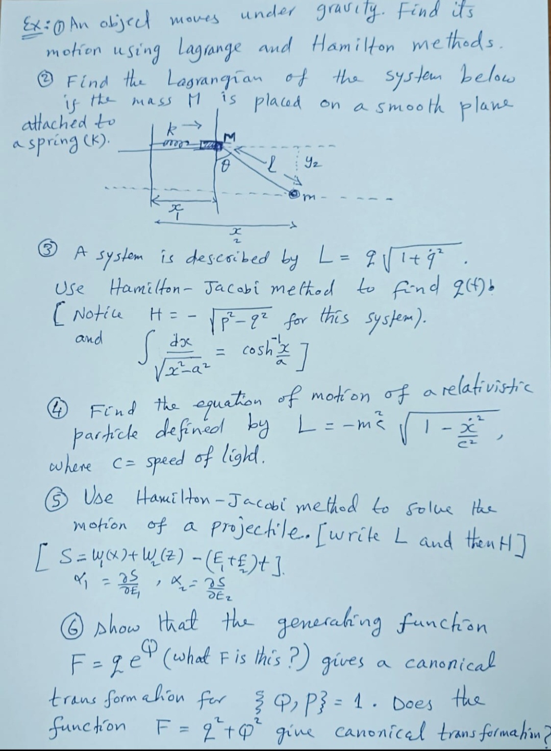 Solved Ex 1 an Object Moves Under Gravity Find
