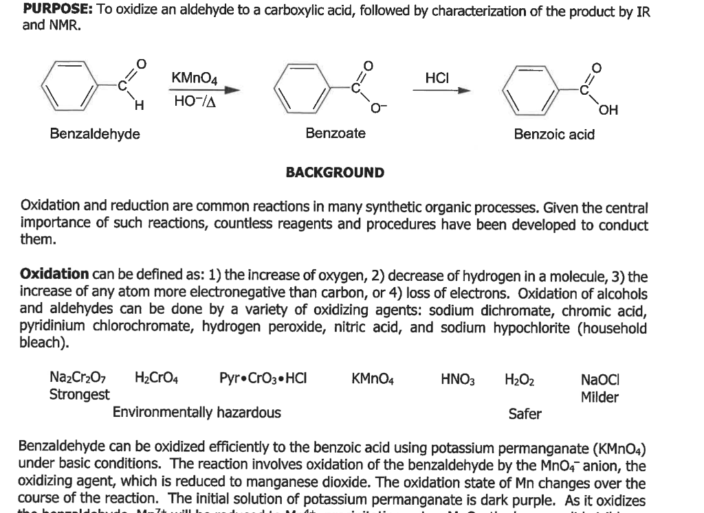 oxidation of Benzaldehyde to benzoic acid | Chegg.com