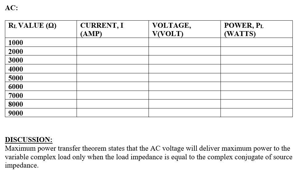 Solved OBJECTIVE :To verify the Maximum Power Transfer | Chegg.com