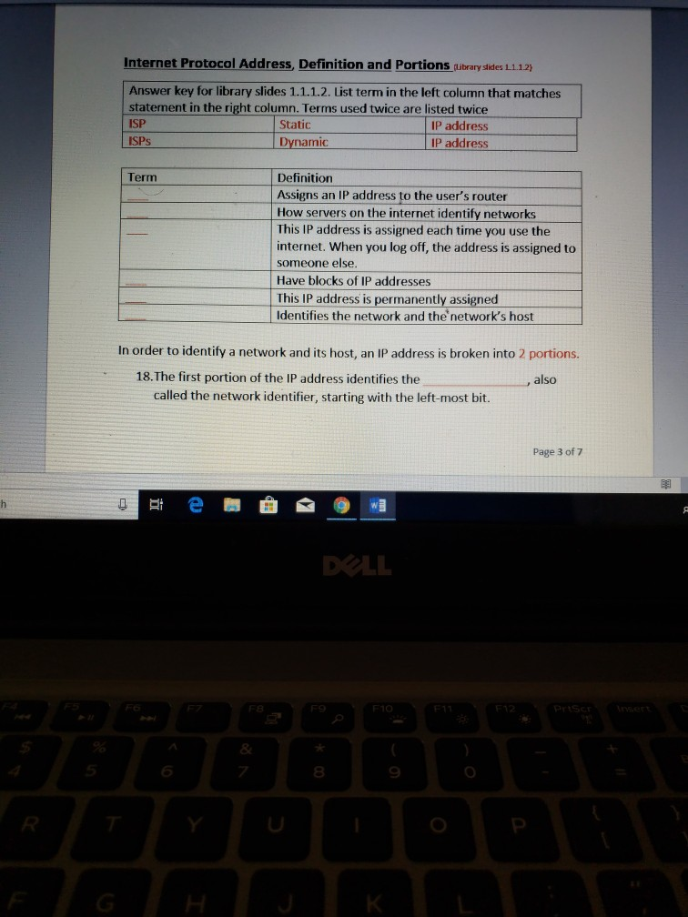 Solved Internet Protocol Address, Definition and Portions | Chegg.com