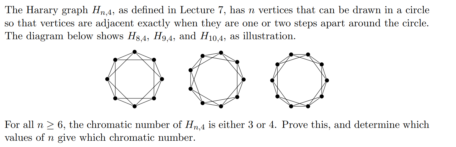 The Harary graph Hn,4, as defined in Lecture 7 , has | Chegg.com