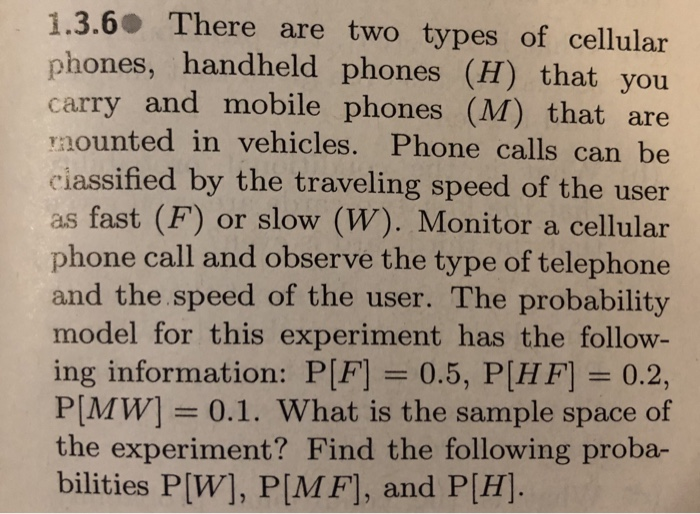 Solved 1.3.60 There are two types of cellular phones, | Chegg.com