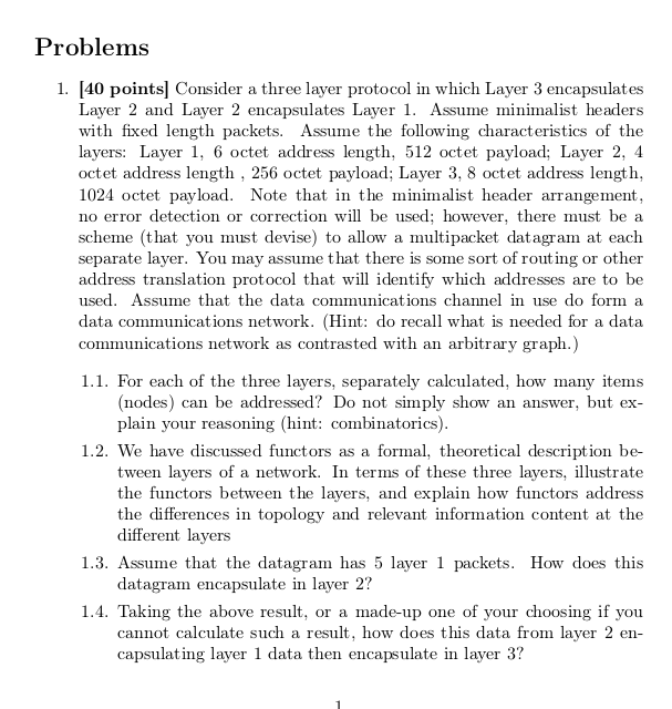 Solved Problems 1. [40 pointsl Consider a three layer | Chegg.com