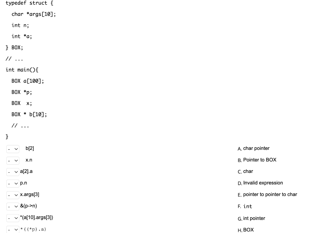 Solved Typedef Struct Char Args 10 Int N Int A 1504