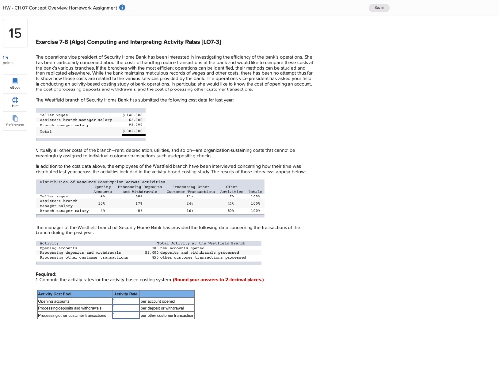 Solved HW - CH 07 Concept Overview Homework Assignment | Chegg.com
