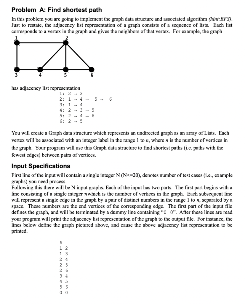 Solved Problem A: Find shortest path In this problem you are | Chegg.com