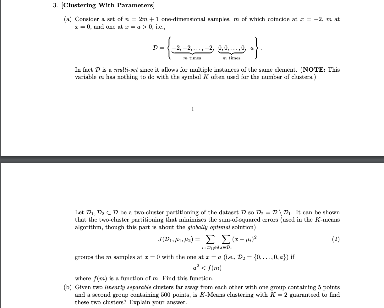 (a) Consider a set of n=2m+1 one-dimensional samples, | Chegg.com