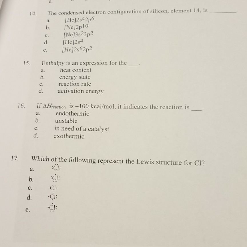 Solved The condensed electron configuration of silicon, | Chegg.com