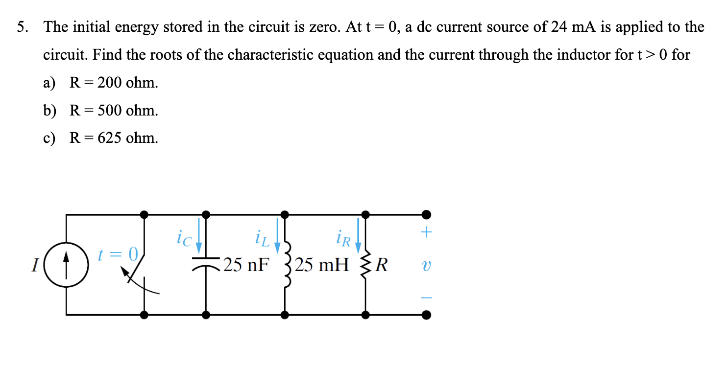 Solved 5. The initial energy stored in the circuit is zero. | Chegg.com