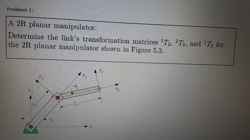 Solved Problem 1: A 2R planar manipulator. Determine the | Chegg.com