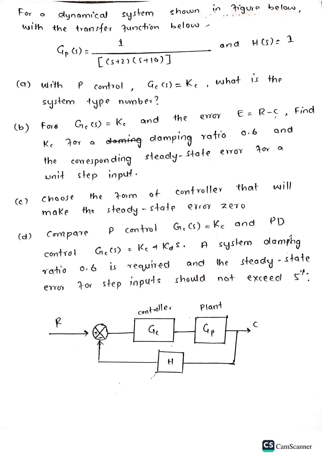 For a dynamical system shown in 7igure below, with | Chegg.com