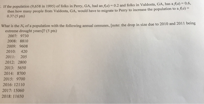 Solved If the population (9,658 in 1995) of folks in Perry, | Chegg.com