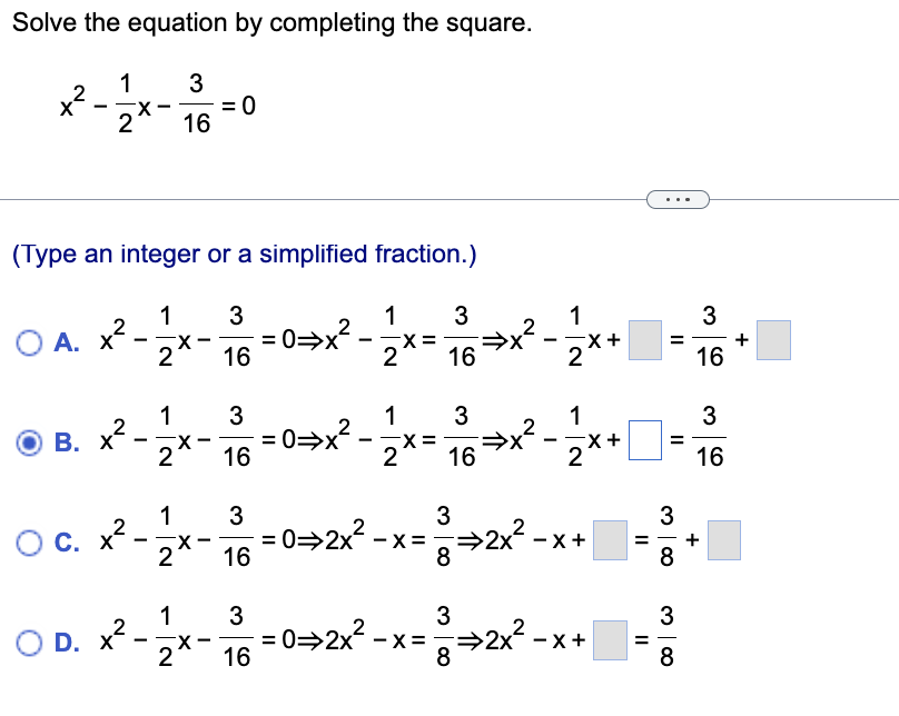 Solved Solve the equation by completing the square. | Chegg.com