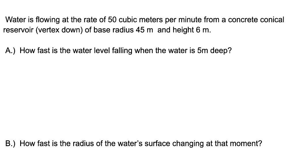 Solved Water is flowing at the rate of 50 cubic meters per | Chegg.com
