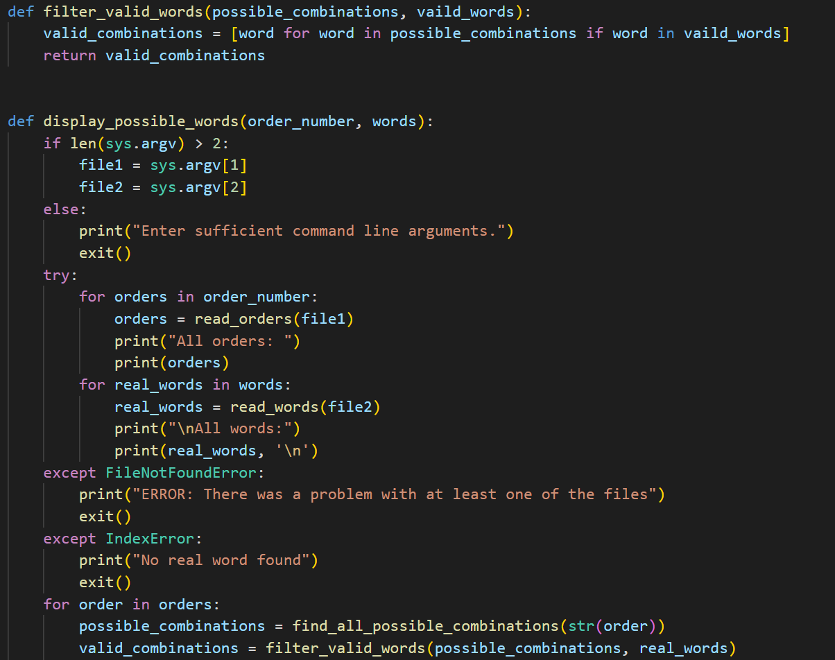 Solved def main() : display_possible_words( )Does not match | Chegg.com