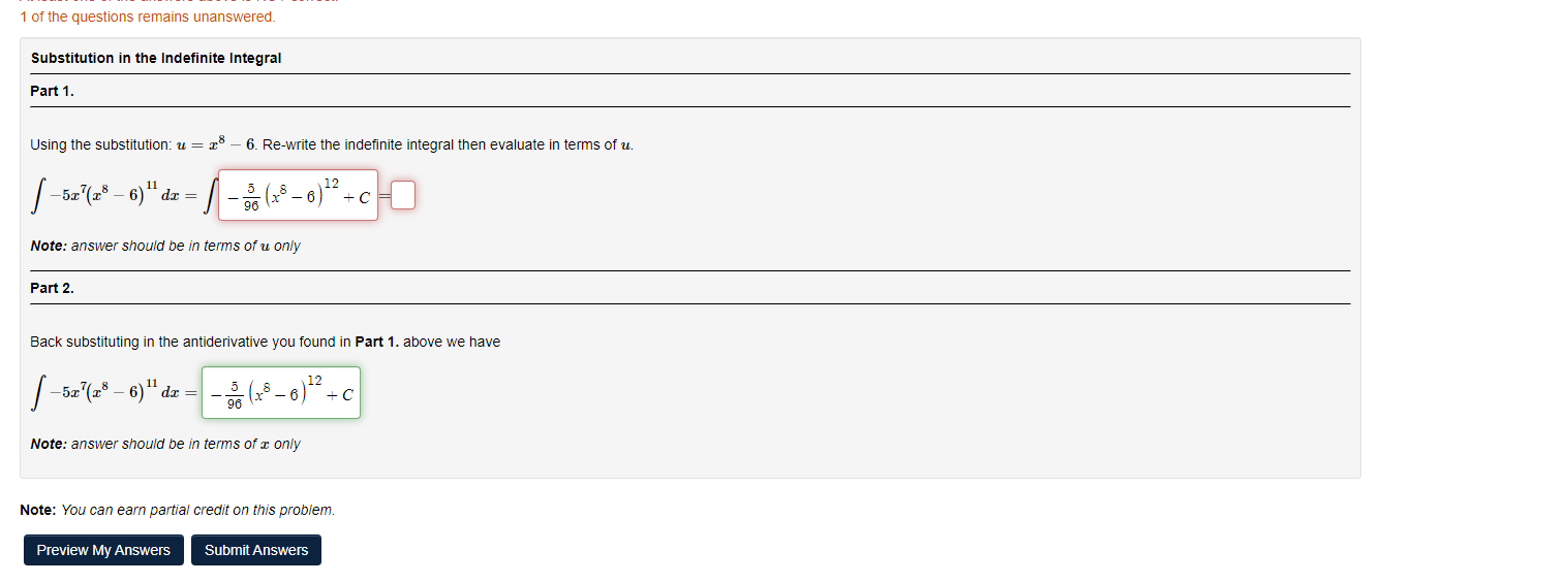 Solved Using the substitution: u=x8−6. Re-write the | Chegg.com