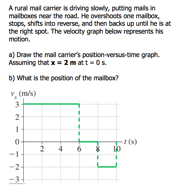 Solved A rural mail carrier is driving slowly, putting mails | Chegg.com