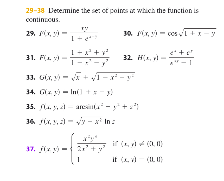 Solved 29-38 Determine the set of points at which the | Chegg.com