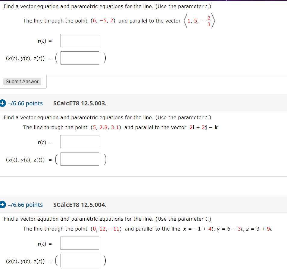 Solved Find a vector equation and parametric equations for | Chegg.com