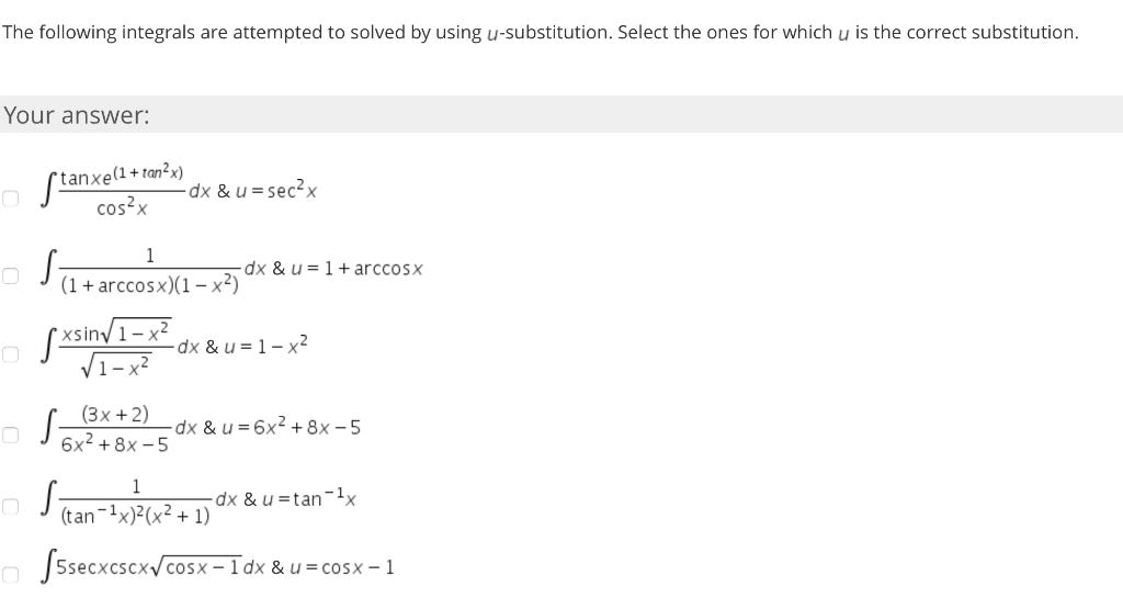 Solved The following integrals are attempted to solved by | Chegg.com