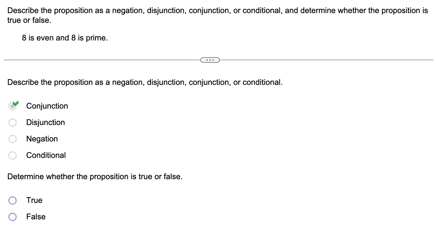 Solved Describe the proposition as a negation, disjunction, | Chegg.com