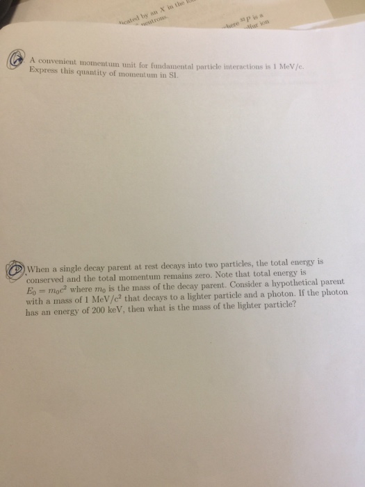 Solved A convenient momentum unit for fundamental particle | Chegg.com