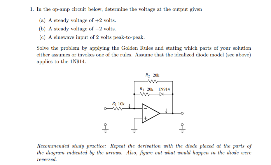 Solved 1. In the op-amp circuit below, determine the voltage | Chegg.com