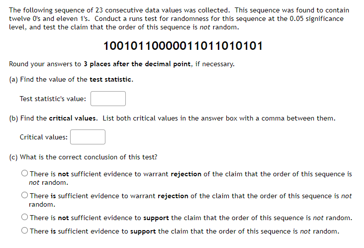 Solved The following sequence of 23 consecutive data values | Chegg.com