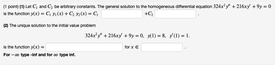 Solved (1 point) (1) Let C and C be arbitrary constants. The | Chegg.com