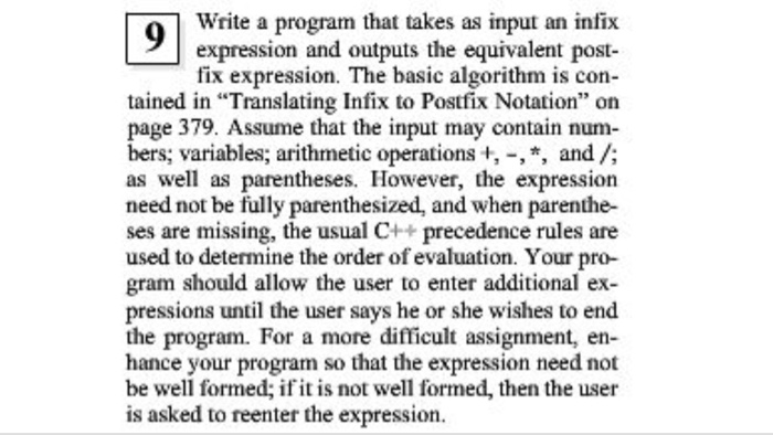 Solved Write a program that takes as input an infix | Chegg.com