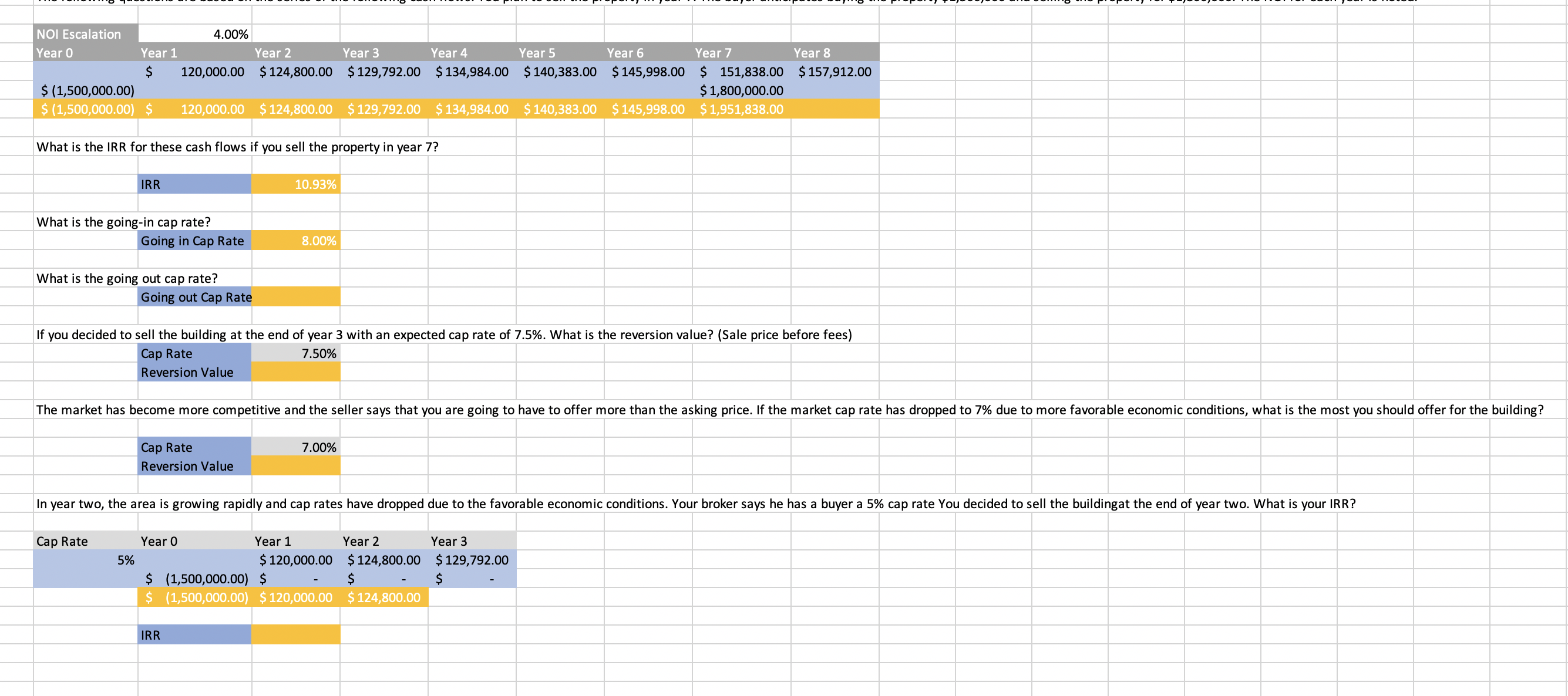 Solved Please help fill in the yellow cells by providing the | Chegg.com
