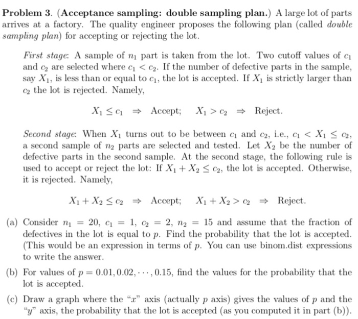 Solved Problem 3. (Acceptance sampling: double sampling | Chegg.com