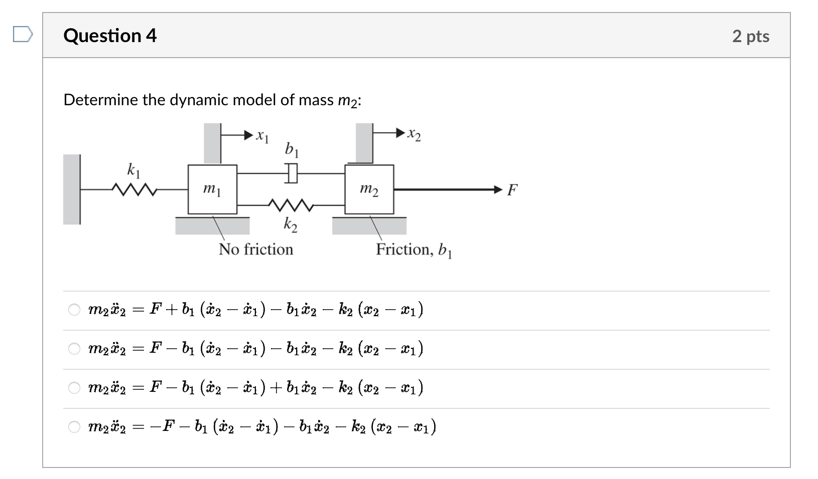 Solved Determine the dynamic model of mass m2 : | Chegg.com