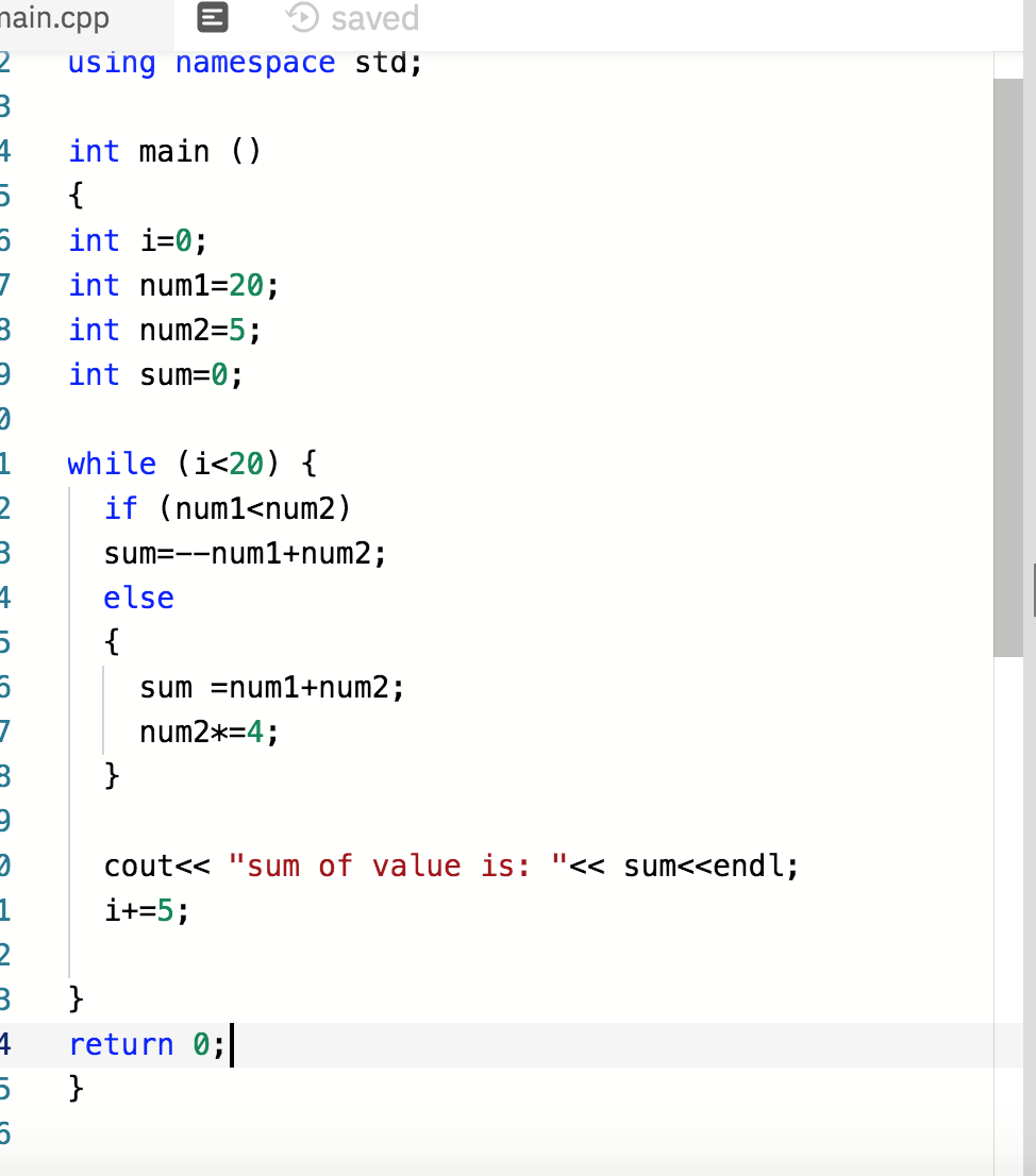 Solved main.cpp @ saved 2 using namespace std; 4 int main() | Chegg.com
