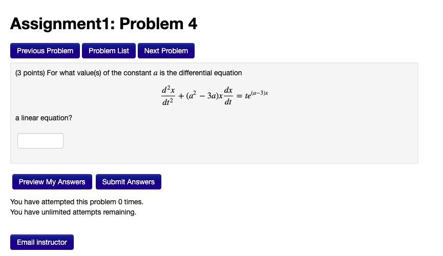 Solved Assignment1: Problem 4 Previous Problem Problem List | Chegg.com