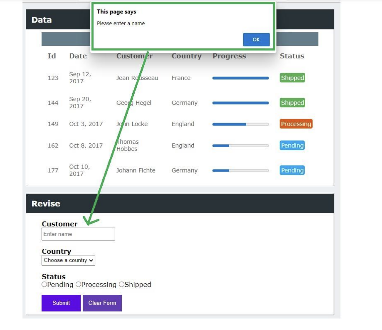 - Add an eventlistener to make sure that all the data | Chegg.com