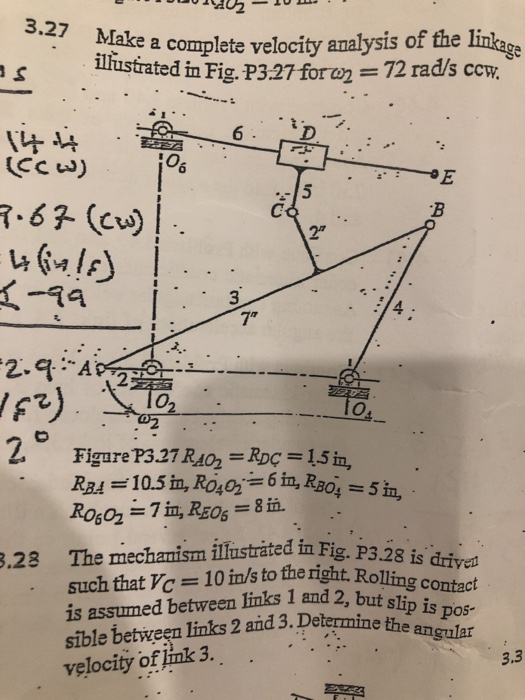 Solved 3 27 Make A Complete Velocity Analysis Ilhustrated In