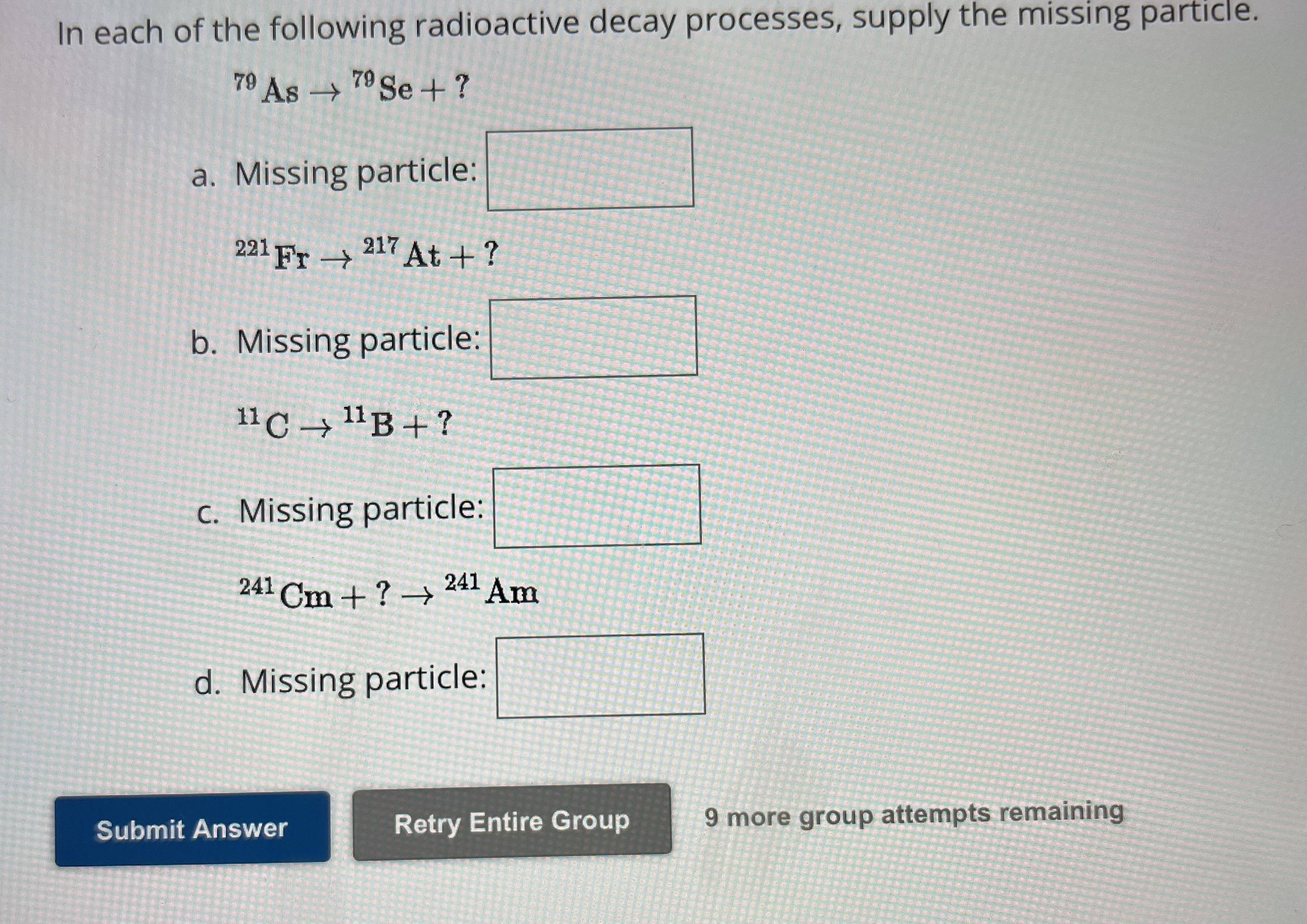 Solved each of the following radioactive decay processes, | Chegg.com