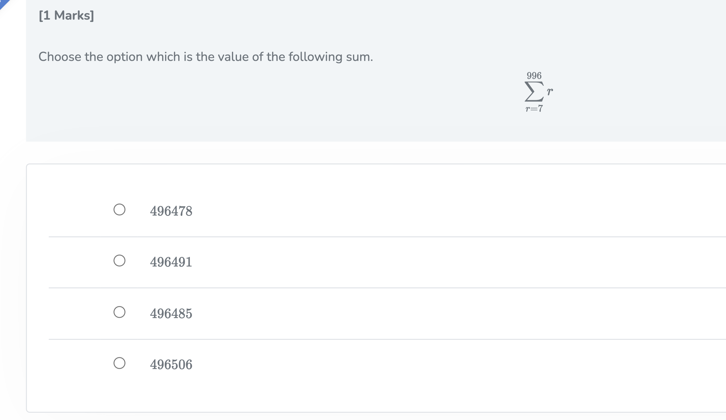 Solved [1 ﻿Marks]Choose the option which is the value of the | Chegg.com