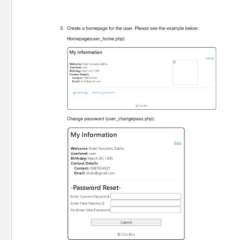 Solved 3. Create a homepage for the user. Please see the | Chegg.com
