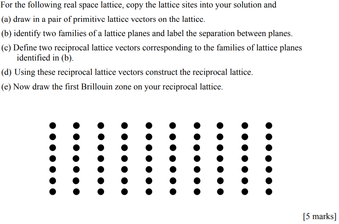 Solved For the following real space lattice, copy the | Chegg.com